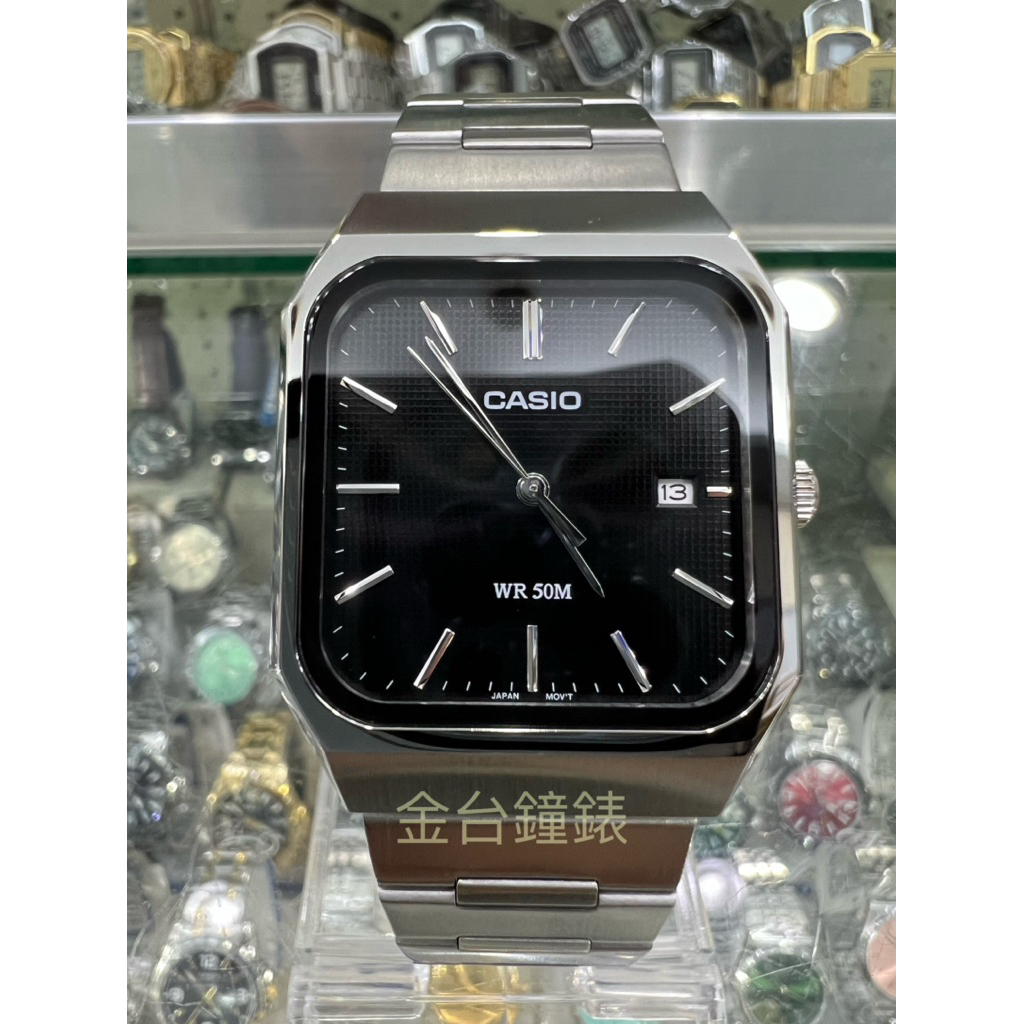 【金台鐘錶】CASIO卡西歐 MTP-B185D-1A (男錶) 方型(黑面) 不鏽鋼錶帶 50M防水 | 蝦皮購物