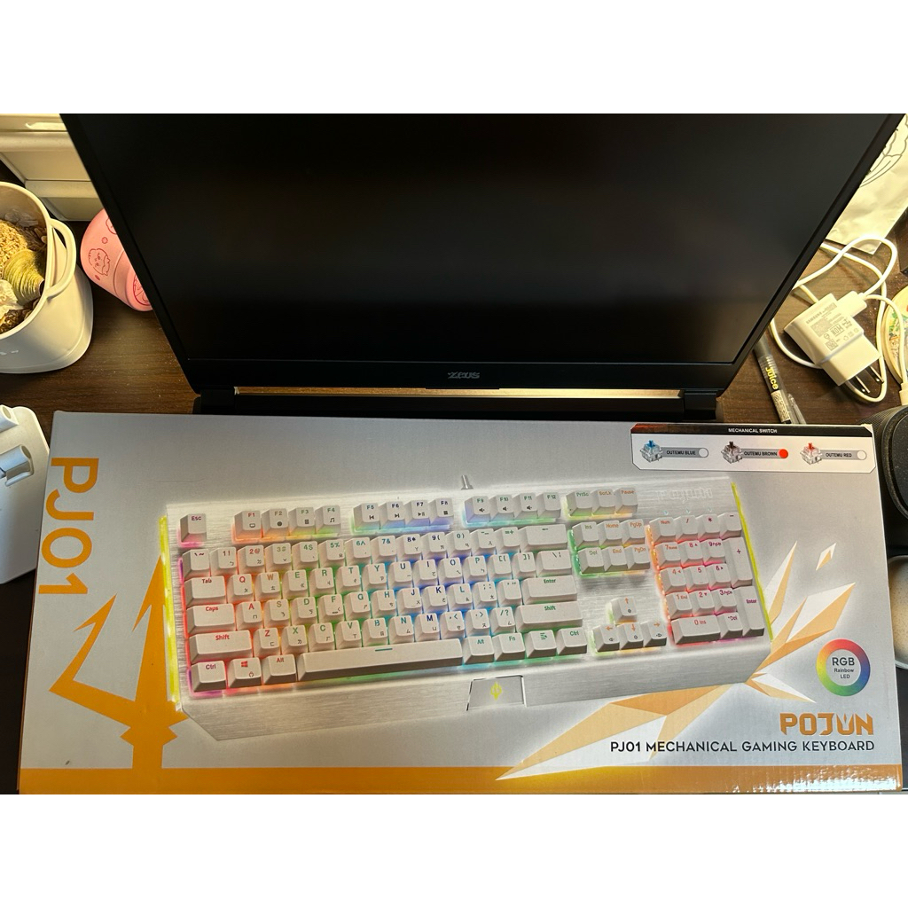 【POJUN PJ01】白色茶軸 機械鍵盤 鍵盤 電競鍵盤 機械式鍵盤 茶軸鍵盤 茶軸 RGB鍵盤 注音鍵盤 | 蝦皮購物