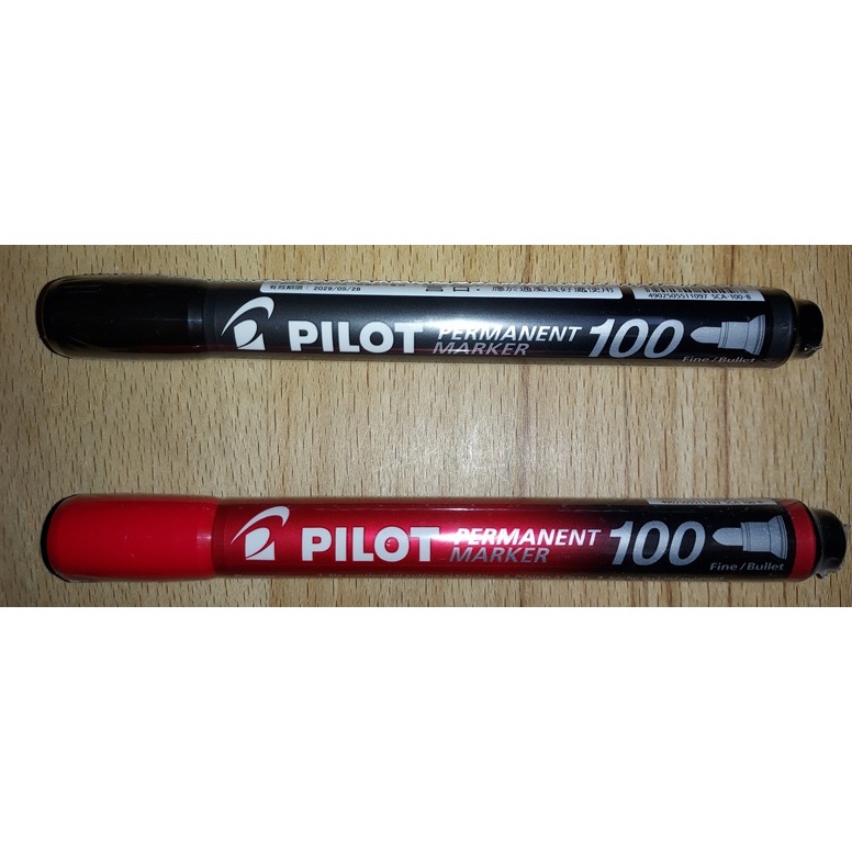 【PILOT】百樂 SCA-100 圓頭麥克筆 100型 1.0mm(黑+紅兩入組) | 蝦皮購物