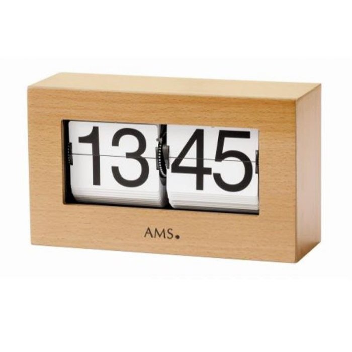 全新 AMS.CLOCK 德國製 原裝 原木色 簡約造型高級翻頁時鐘 | 蝦皮購物