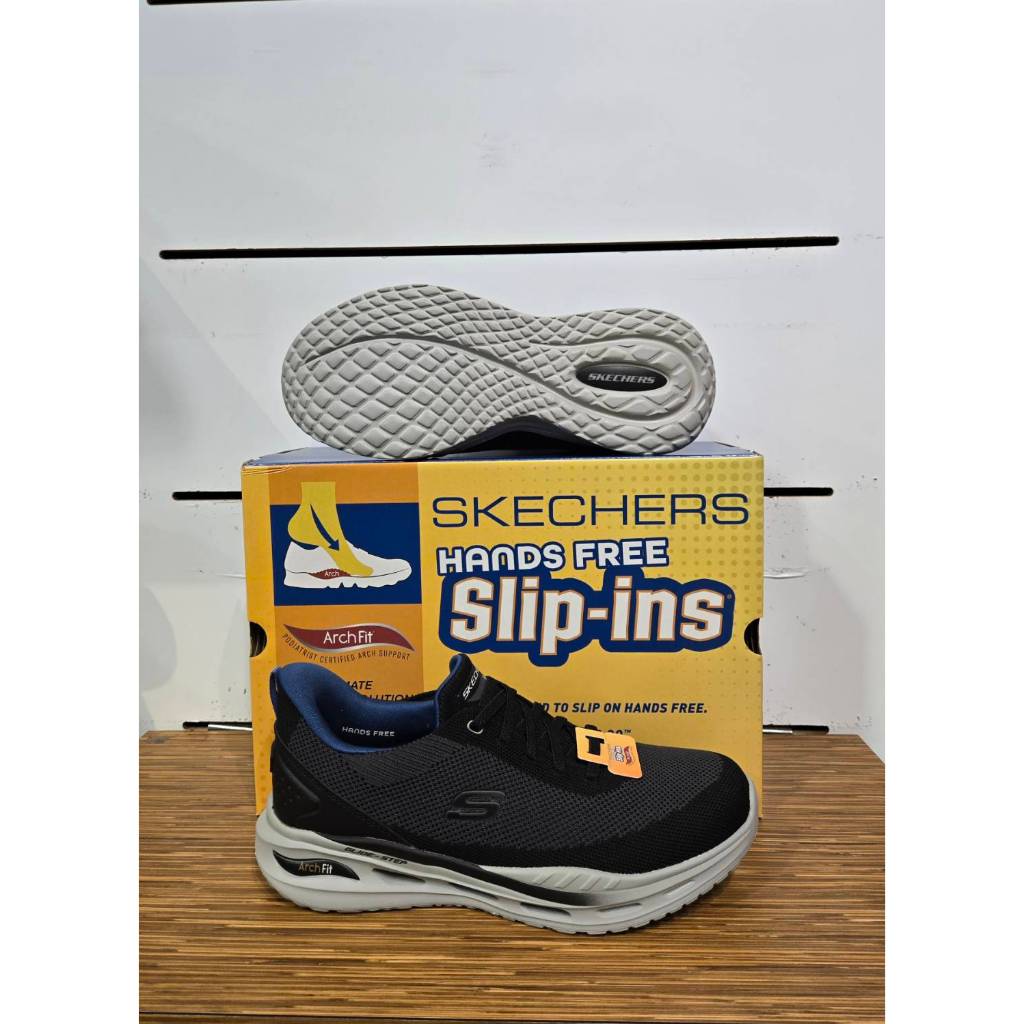 【清大億鴻】Skechers 男鞋休閒鞋 Arch Fit Orvan Slip-Ins 黑/灰色210994BLK | 蝦皮購物