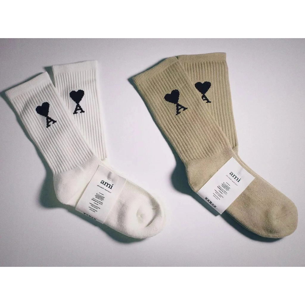 「英國公司貨」AMI De Coeur Ribbed Socks/LOGO/CREW襪子/ | 蝦皮購物