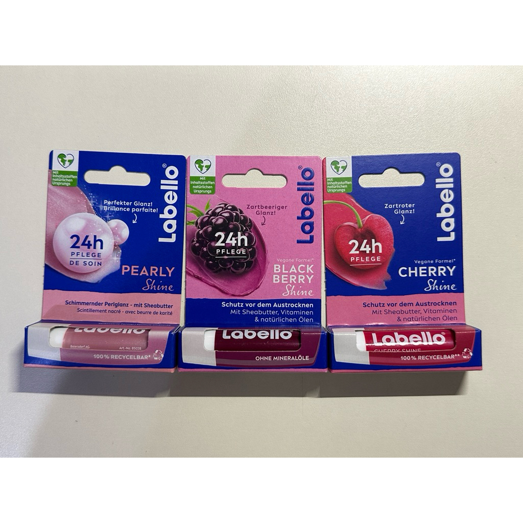 德國Labello 淡彩潤脣膏（Cherry櫻桃,Pearly珍珠,Black berry黑莓） | 蝦皮購物