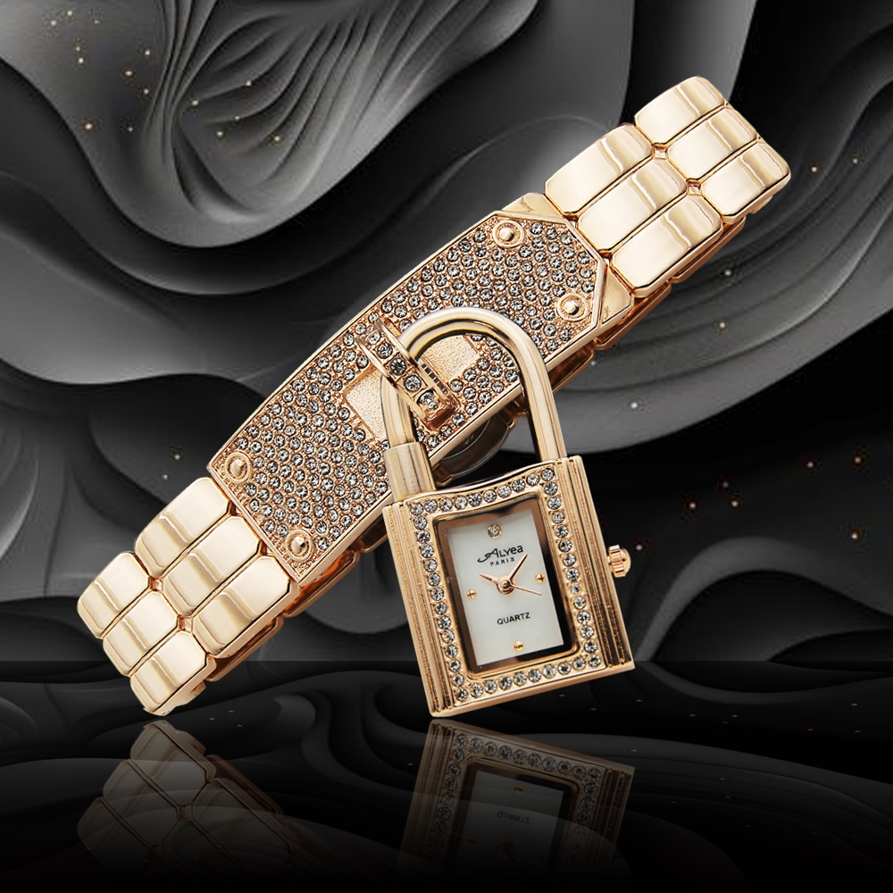 ALYEA 法式晶鑽造型腕錶｜鏈帶兩用款 | 蝦皮購物