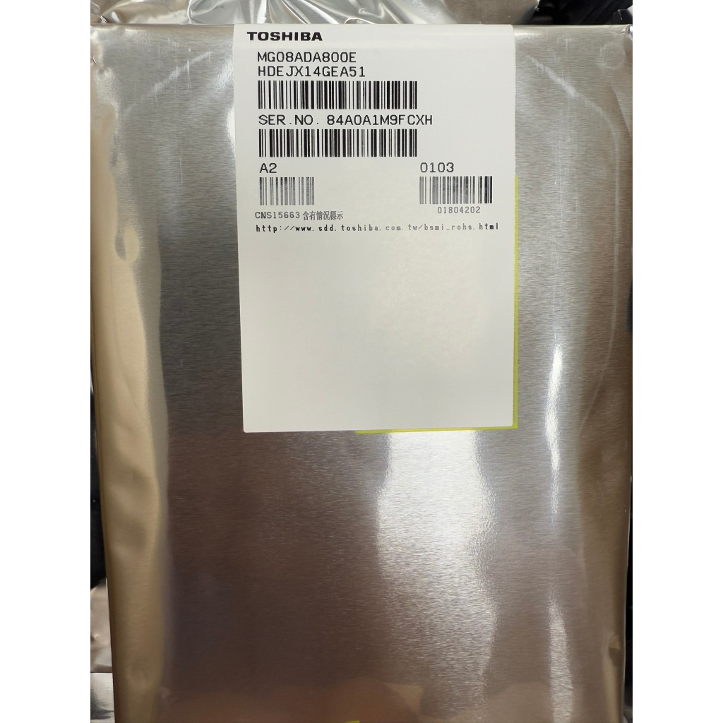 Toshiba 8TB 企業碟 5年保 全新品 MG08ADA800E(保固到2030) 3.5吋 內接式硬碟-現貨含運 | 蝦皮購物