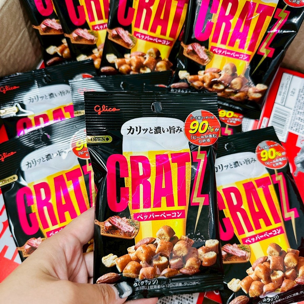 【小財好物】快速出貨 格力高 Glico 固力果 CRATZ 卡滋脆餅 黑胡椒培根 毛豆 餅乾 | 蝦皮購物