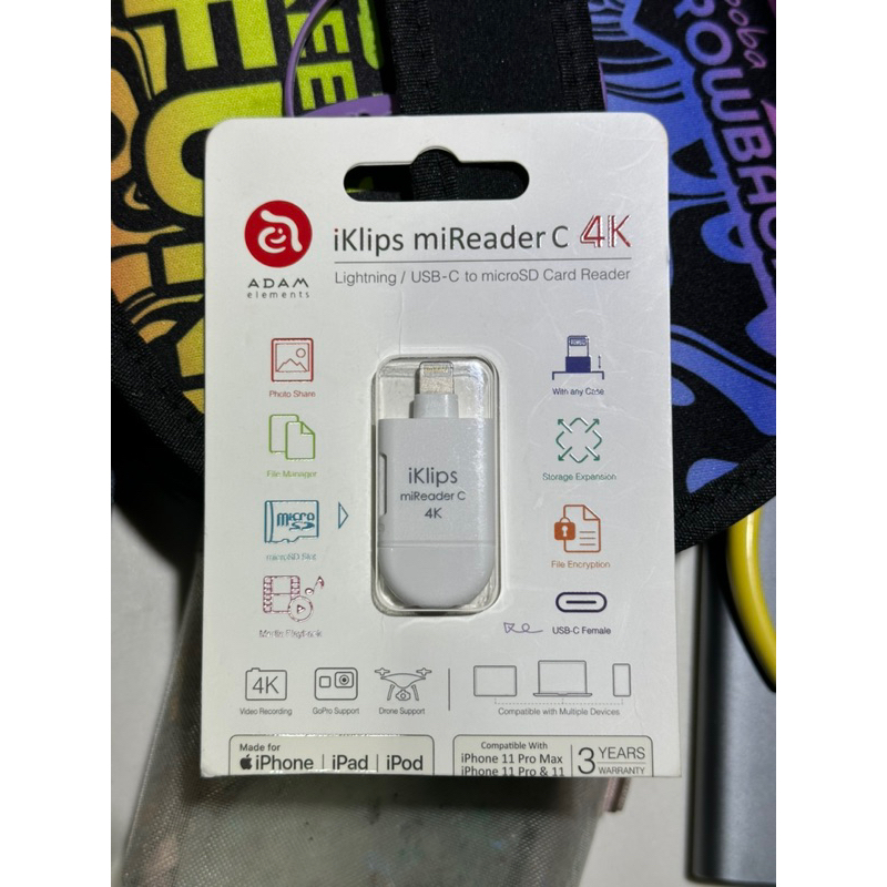 Adam亞果元素IKlips MiReader 4K 蘋果Lightning & USB-C雙介面讀卡機 | 蝦皮購物