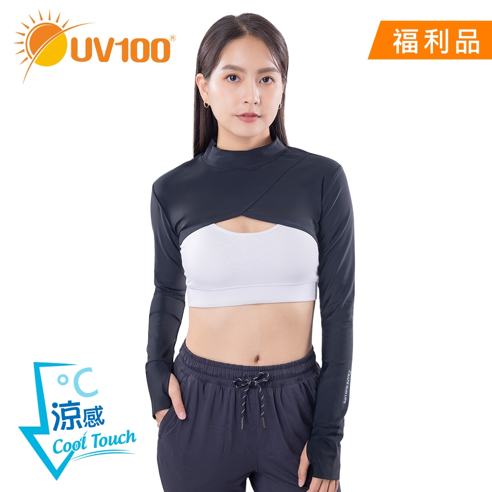 【UV100】 防曬 抗UV-涼感水母戲水小高領短版合身上衣-女-(BE24048)-福利館限定 | 蝦皮購物