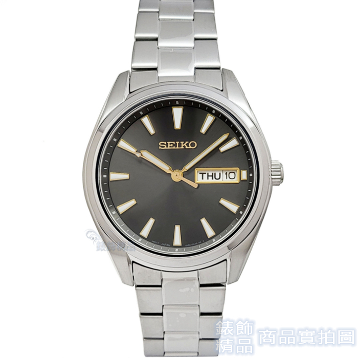 SEIKO 精工表 SUR343P1手錶 藍寶石水晶鏡面 鐵灰面 夜光 日星期 鋼帶 石英錶 男錶【錶飾精品】 | 蝦皮購物