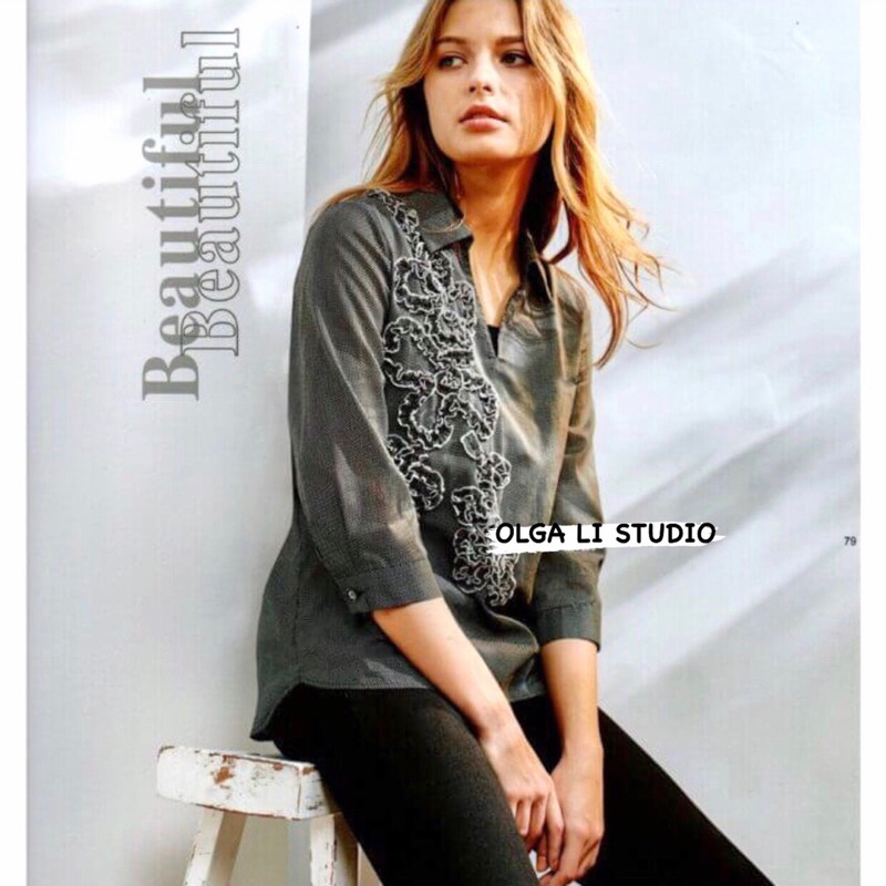 歐佳麗服飾 】HERAYA赫拉亞 米白點點抽折設計純棉襯衫/ 設計師專櫃女裝 | 蝦皮購物