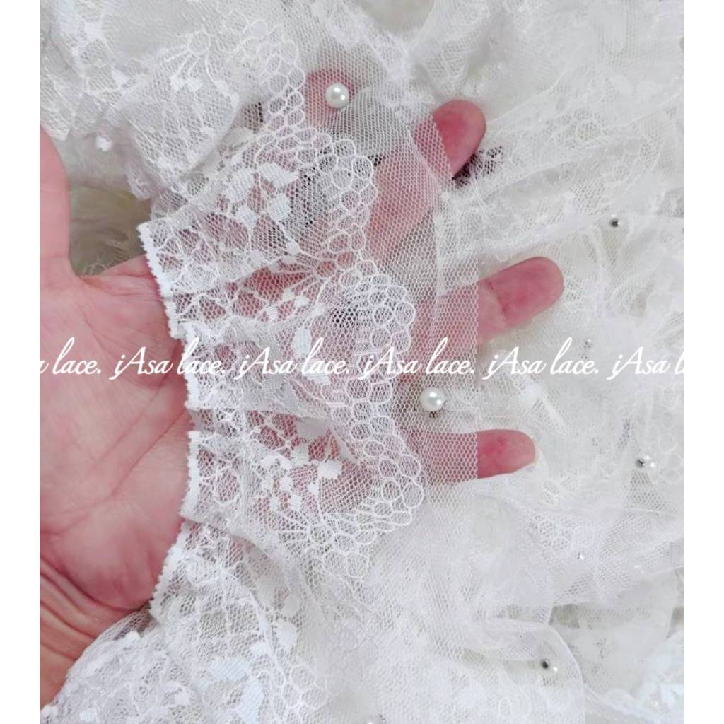 《iAsa愛莎の》手作材料 洛麗塔水溶蕾絲網紗紗多層次釘珠摺皺花邊輔料diy童裝服裝窗簾床品裝飾材料 | 蝦皮購物
