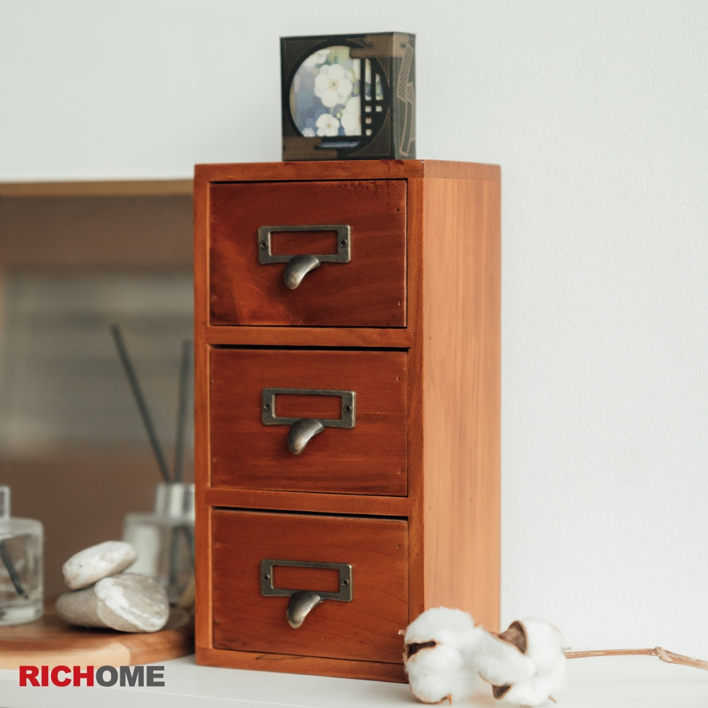 免組裝 RICHOME 福利品 DR-251 實木桌面收納櫃(三抽) 桌上收納 展示櫃 收納 置物櫃 抽屜 化妝品 | 蝦皮購物