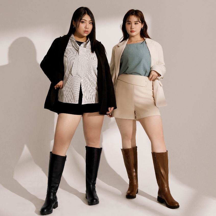 OB嚴選 圓頭皮革增高厚底美腿長靴(加大筒圍) 《SE0005》 | 蝦皮購物