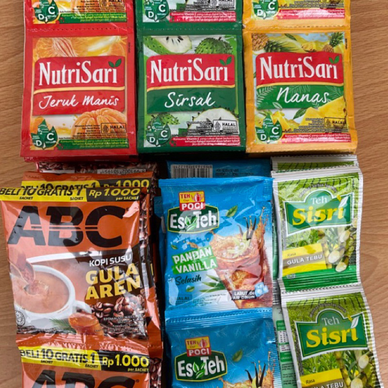 Aneka minuman sachet Kopi ABC Teh Poci Nutrisari Teh Sisri | 蝦皮購物