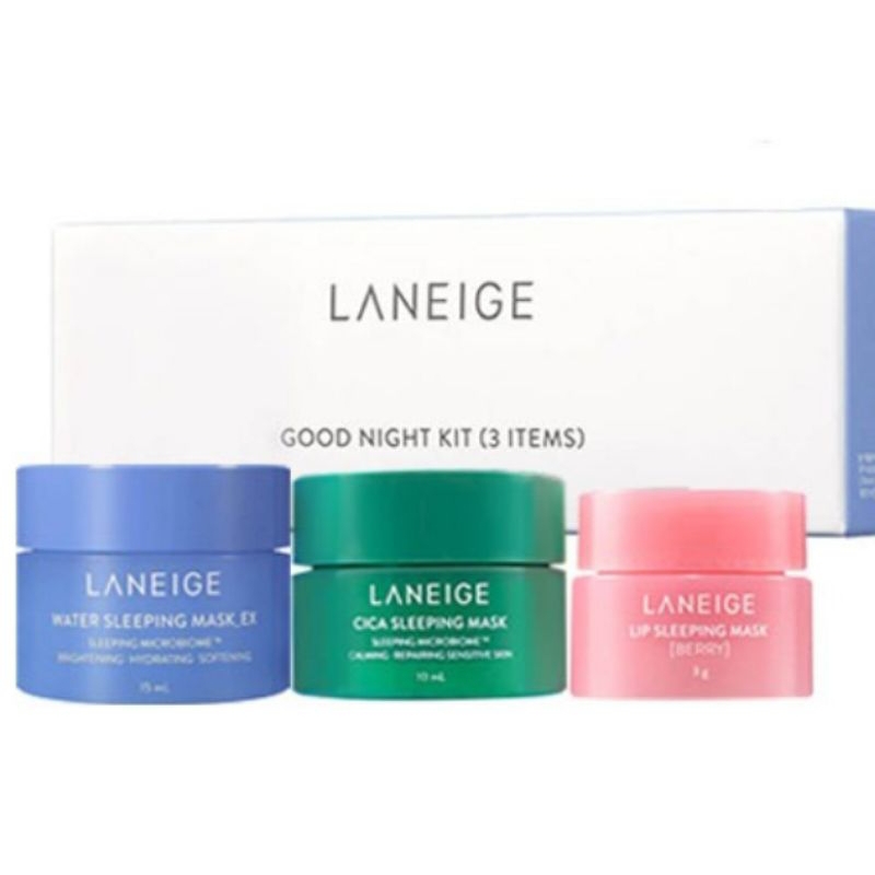 （全新正品）韓國LANEIGE 蘭芝 睡美人晚安體驗3件組(內含超能量面膜+超修護面膜15ml+唇膜-甜莓3g) 專櫃 | 蝦皮購物