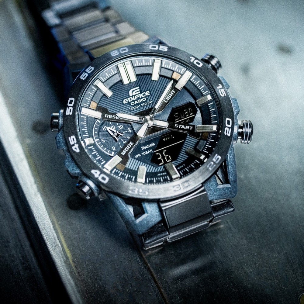 CASIO 卡西歐 EDIFICE 太陽能雙顯系列藍芽智慧錶/51mm(ECB-2000CB-2A) | 蝦皮購物