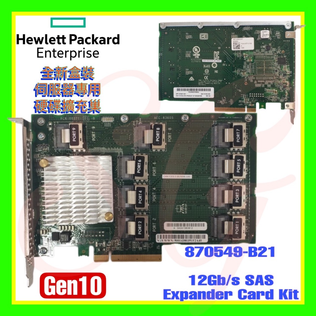 全新盒裝 HPE 870549-B21 DL38X Gen10 12Gb SAS Expander Card Kit | 蝦皮購物