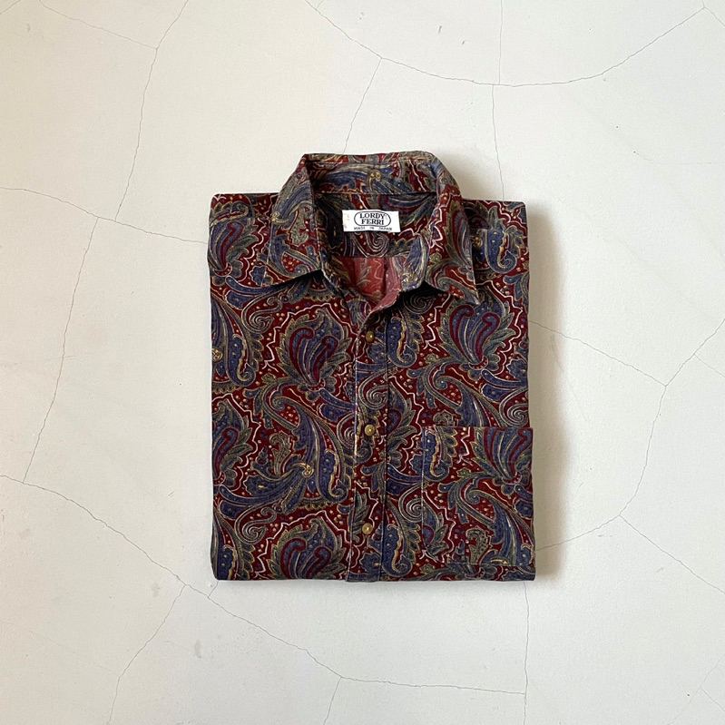 日本製造 Lordy Ferri Paisley Corduroy Shirt 滿版變形蟲 燈芯絨襯衫 vintage | 蝦皮購物