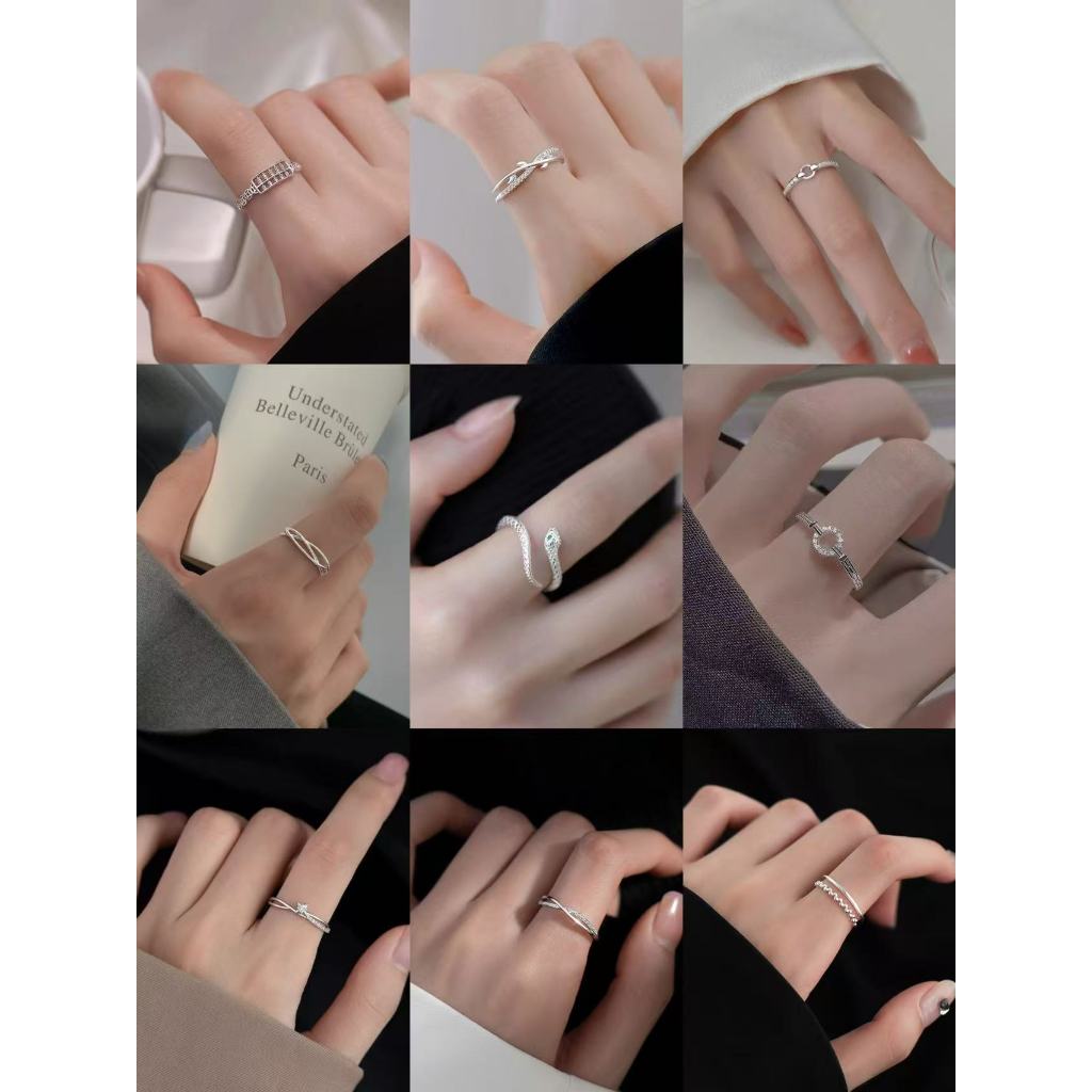 【台灣現貨】S925戒指 簡約風 可調節戒指 尾指 戒指 食指 開口戒指 銀戒指 如意算盤戒指 蛇戒 開口戒指可微調 | 蝦皮購物