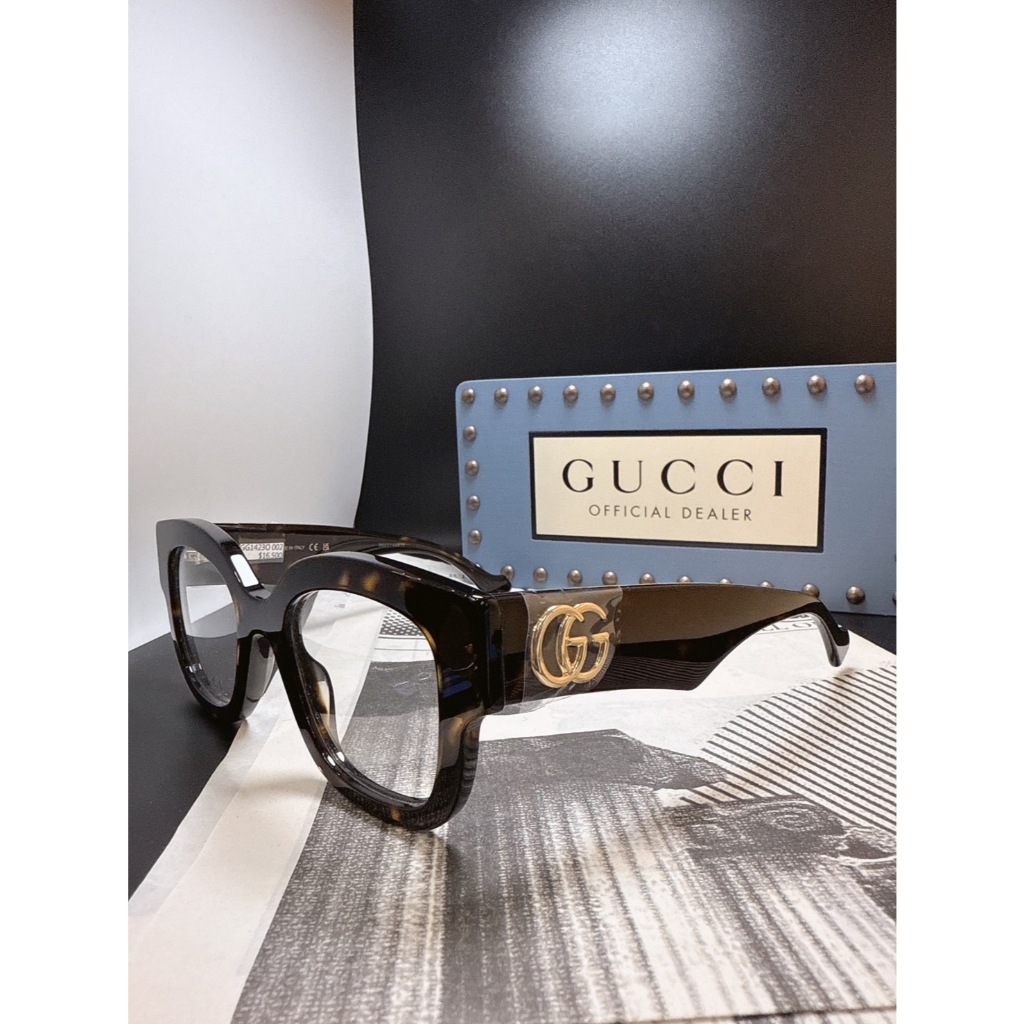 【預購】麗睛眼鏡【GUCCI古馳】可刷卡分期 GG1423O 琥珀色 光學眼鏡 大方框眼鏡 GUCCI熱賣款眼鏡 | 蝦皮購物