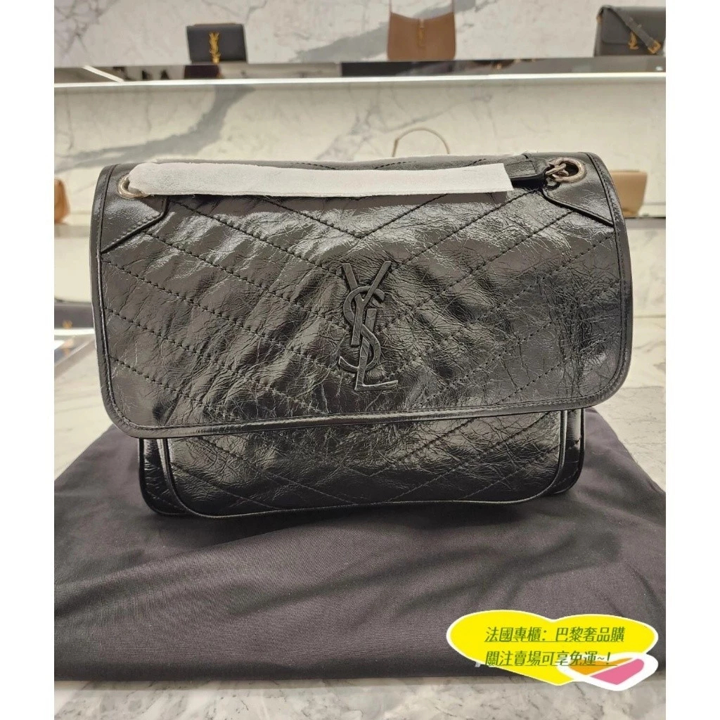 ️法國專櫃連線採購 YSL 聖羅蘭 NIKI 633158 新款D環 黑色 中號28CM 流浪包 郵差包 鏈帶包 | 蝦皮購物