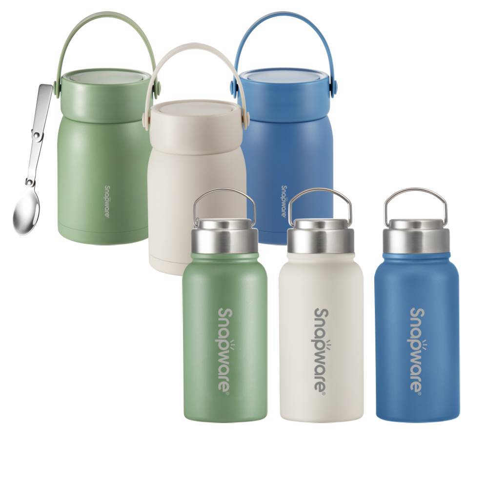 (1+1)【康寧 Snapware】鋅light輕瓷超真空手提保溫/保冰杯820ml+燜燒罐800ml | 蝦皮購物