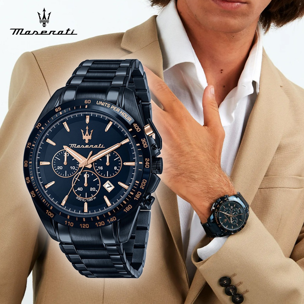 【WANgT】Maserati 瑪莎拉蒂 Traguardo 長征終站系列 R8873612054 三眼計時 日期 手錶 | 蝦皮購物