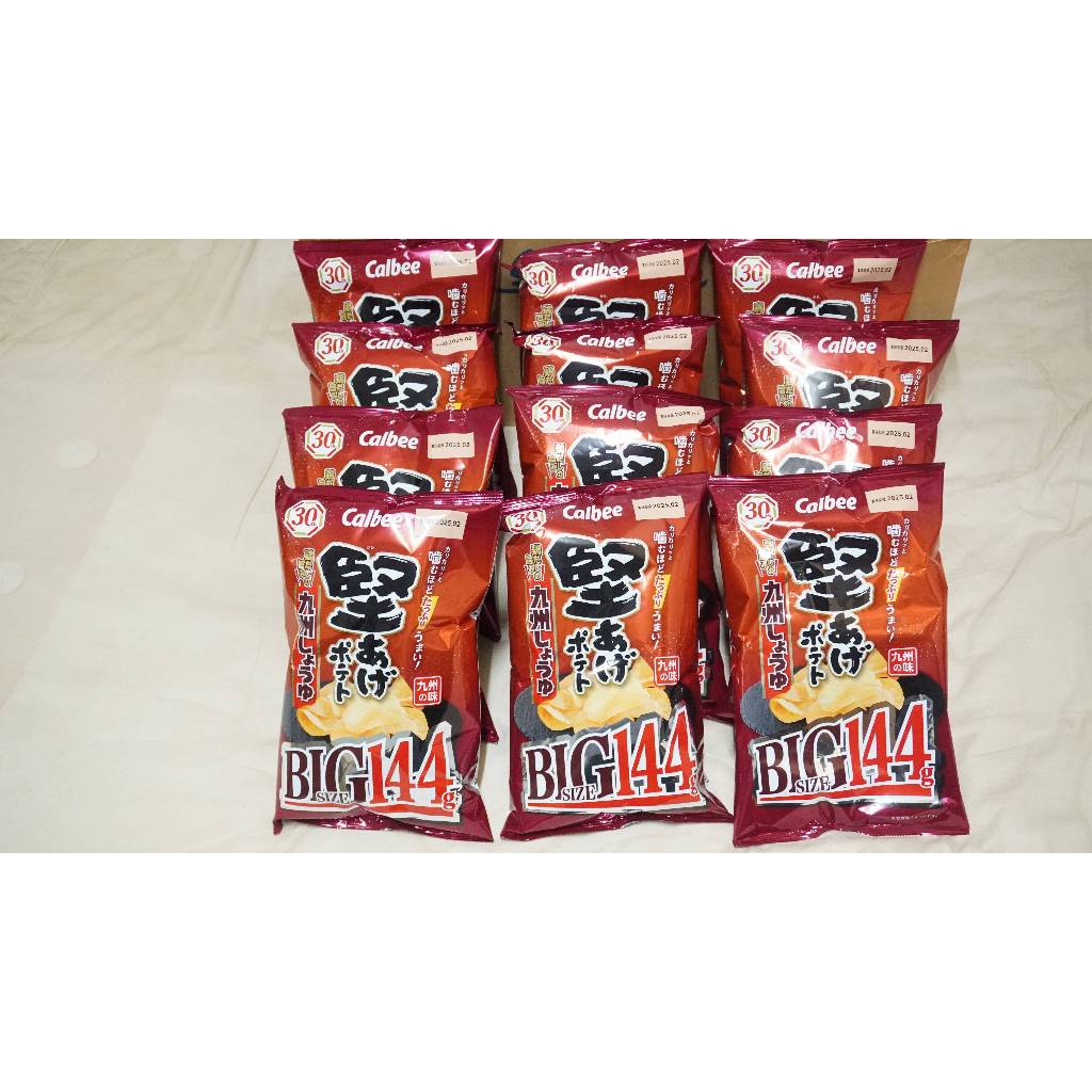 【4/18新到現貨】日本Calbee卡樂比 堅脆【九州醬油本場口味】洋芋片144g大包裝 | 蝦皮購物