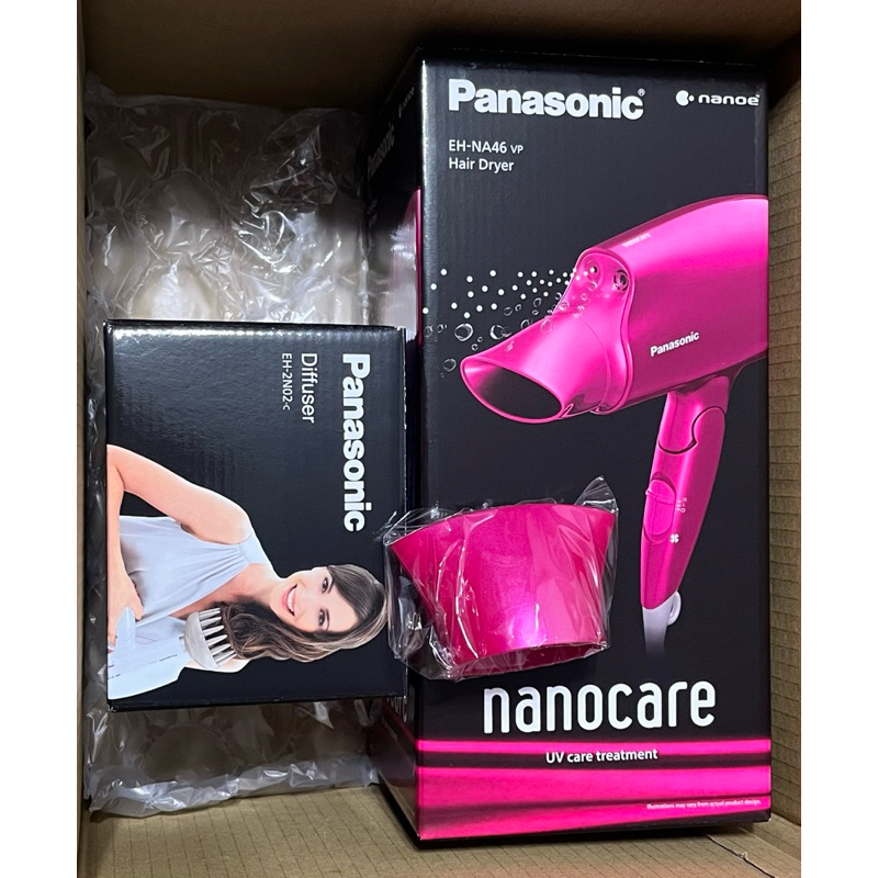 [近全新] 送電捲Panasonic國際牌 EH NA46 奈米水離子吹風機 內含吹嘴、捲髮烘罩 | 蝦皮購物