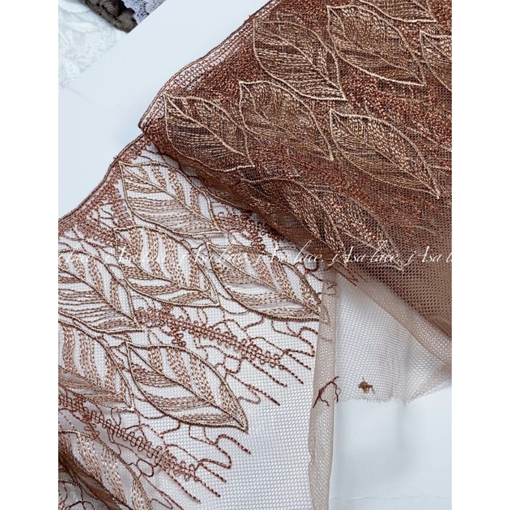 《iAsa愛莎の》手作材料 外單好品質雙色樹葉網紗刺繡花邊diy手作服飾裝飾窗簾髮圈娃衣裝飾材料 | 蝦皮購物