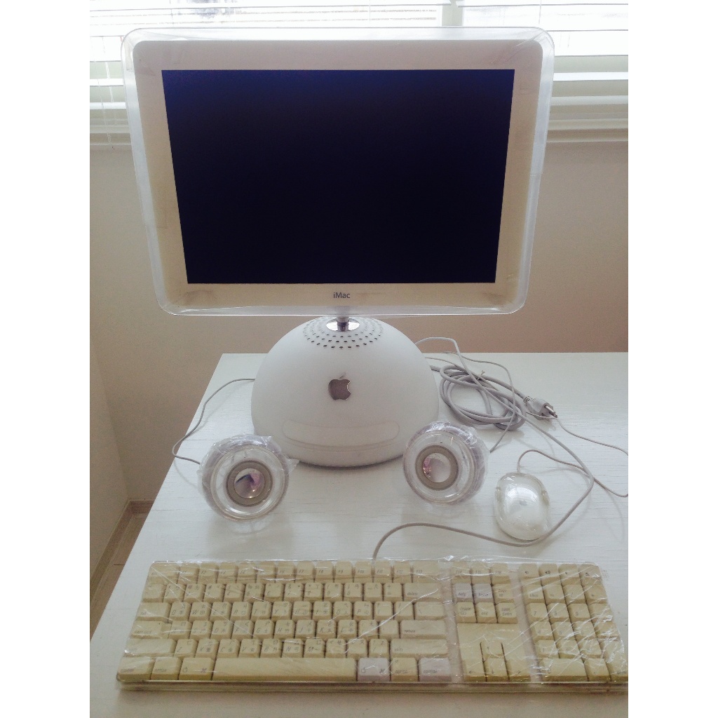 絕版停產 第一代 iMac G3 2003 Apple 蘋果桌機 古董 桌上型電腦 附水晶鍵盤.啦吧.滑鼠 | 蝦皮購物