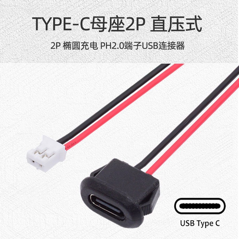 CN-025-2P Type-C母轉2Pin接頭線 間距Pitch2.0mm排針連接器 Type-C母2P線(1組5條) | 蝦皮購物