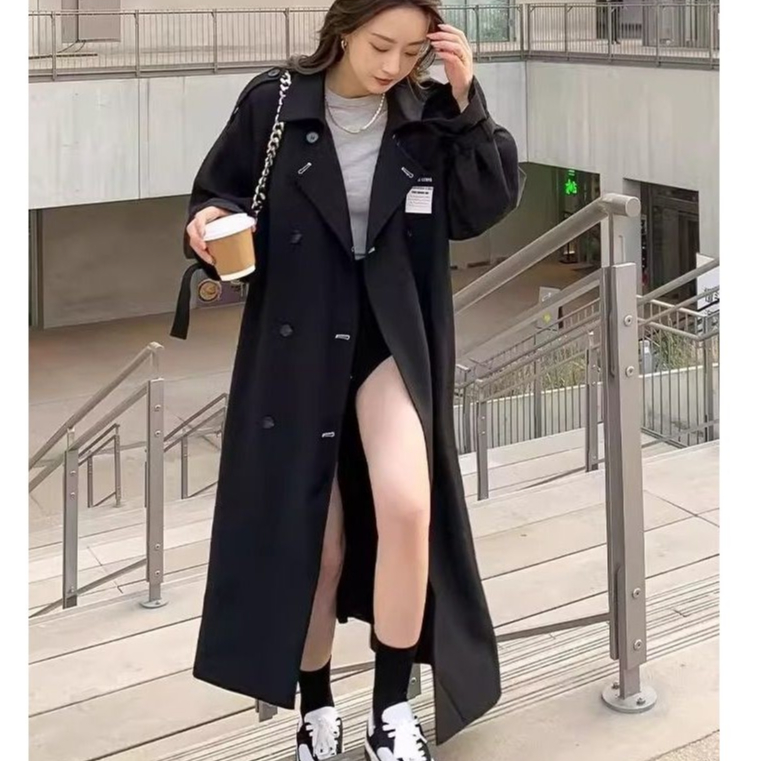 實拍韓版美装胖MM大碼女裝『40-150㎏可穿』L-4XL秋冬季中長款特大码風衣外套胖mm寬鬆顯瘦學院風翻領长款风衣外套 | 蝦皮購物