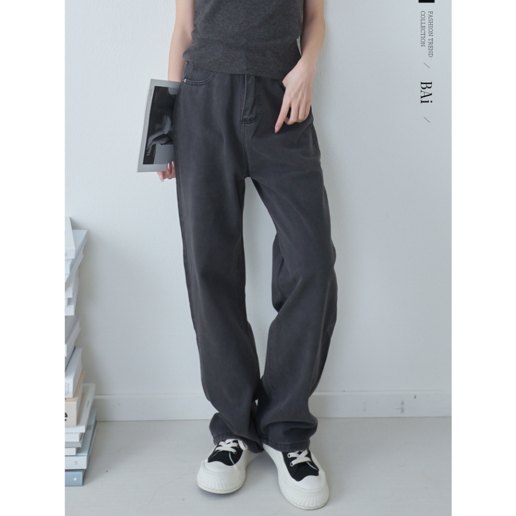 BAi白媽媽 高腰牛仔褲／單釦斜紋直筒褲S-XXL號－台灣現貨 隔日到貨【330962】 | 蝦皮購物