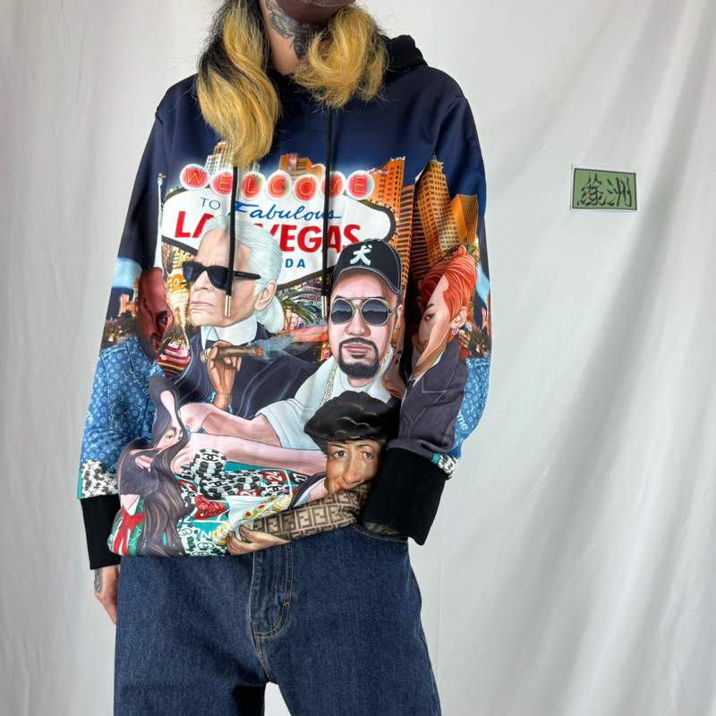 二手 絕版 MF X MC Hot Dog 熱狗 潮流 嘻哈 聯名 翻玩 滿版 長版連帽T (Size:M) | 蝦皮購物