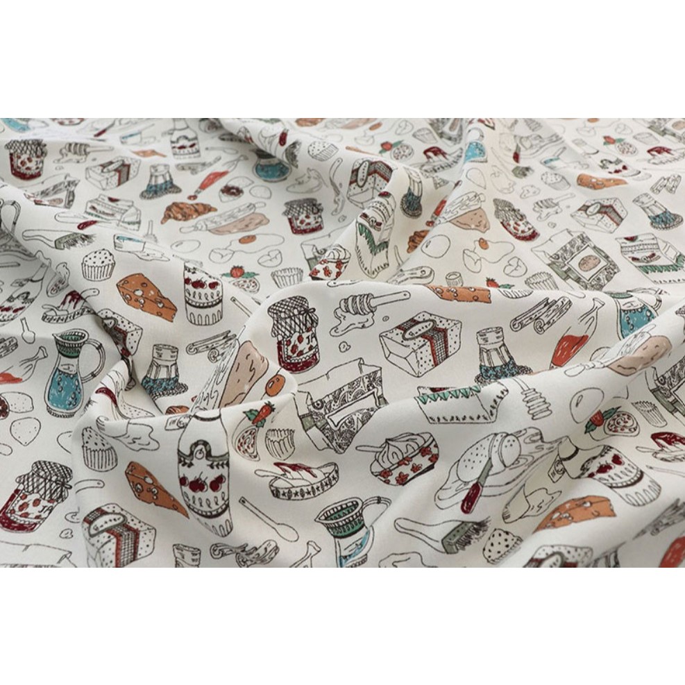 附發票！保證正版！韓國製 麵包 烘培 可頌 插畫 高畫質 無毒認證 數位印刷 DTP 中厚棉 韓國布 20支 K408 | 蝦皮購物