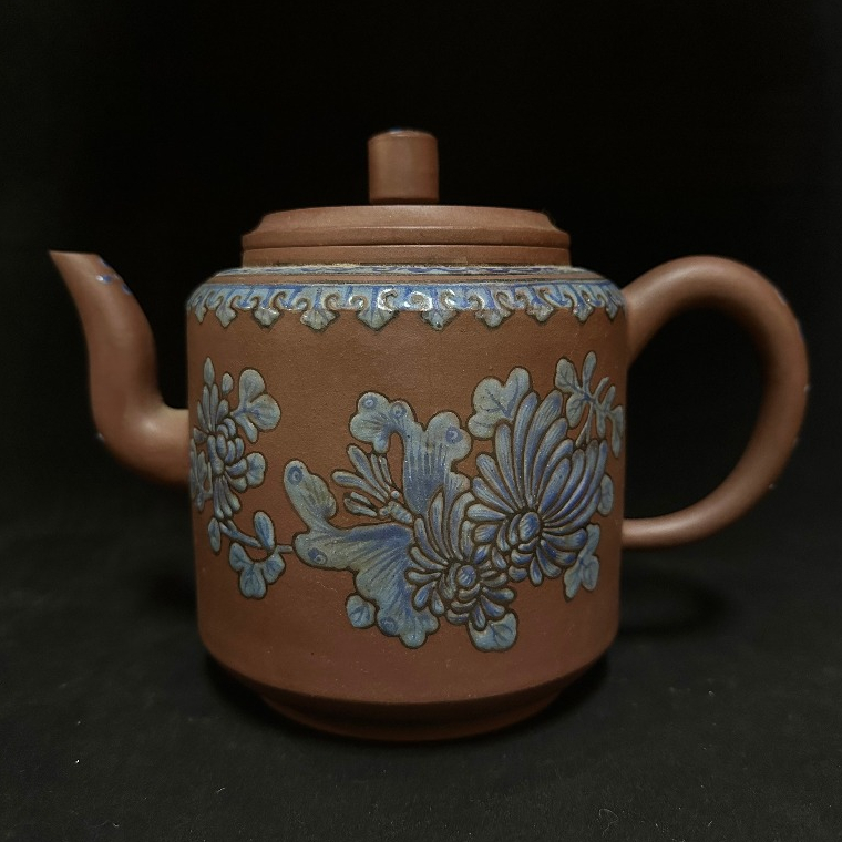 《滿口壺言》B017 | 早期點青花彩高湯婆壺 【周榮祥】單孔出水設計順暢均勻 壺身容量約1200cc | 蝦皮購物