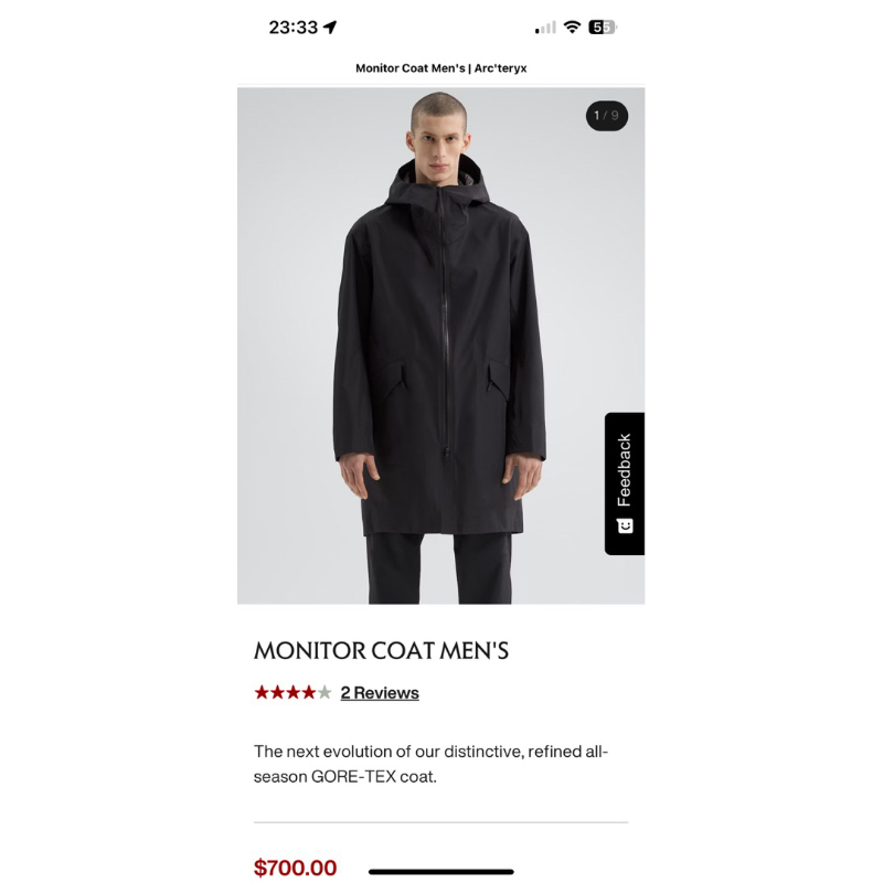 全新黑色始祖鳥商務系列Arcteryx Veilance Monitor Coat 夾克大衣風衣加拿大製 | 蝦皮購物