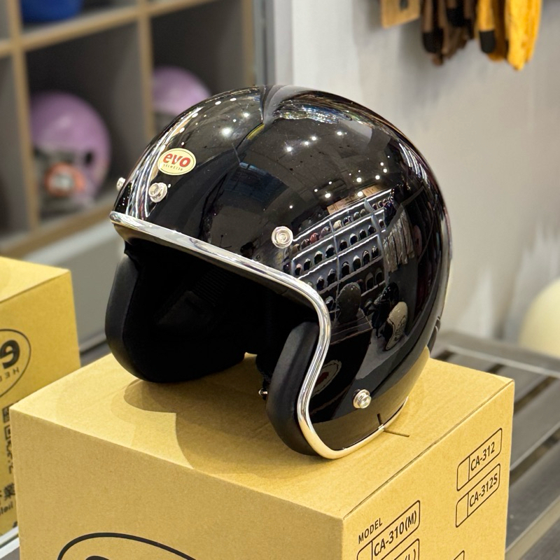 現貨零碼出清 山道紳士 EVO CA310 精裝版 銀邊 復古騎士帽 3/4罩 復古安全帽 鏡面黑 | 蝦皮購物