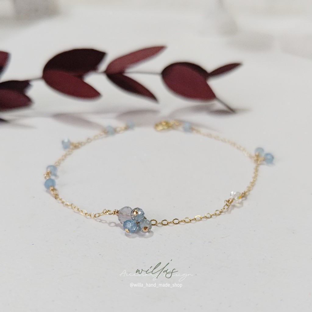≡Willa≡螢石 海藍寶 施華洛世奇 美國14KGF 設計手鍊 迷你晶石 輕珠寶手鍊 勇氣 愛與和平 增加信心 | 蝦皮購物