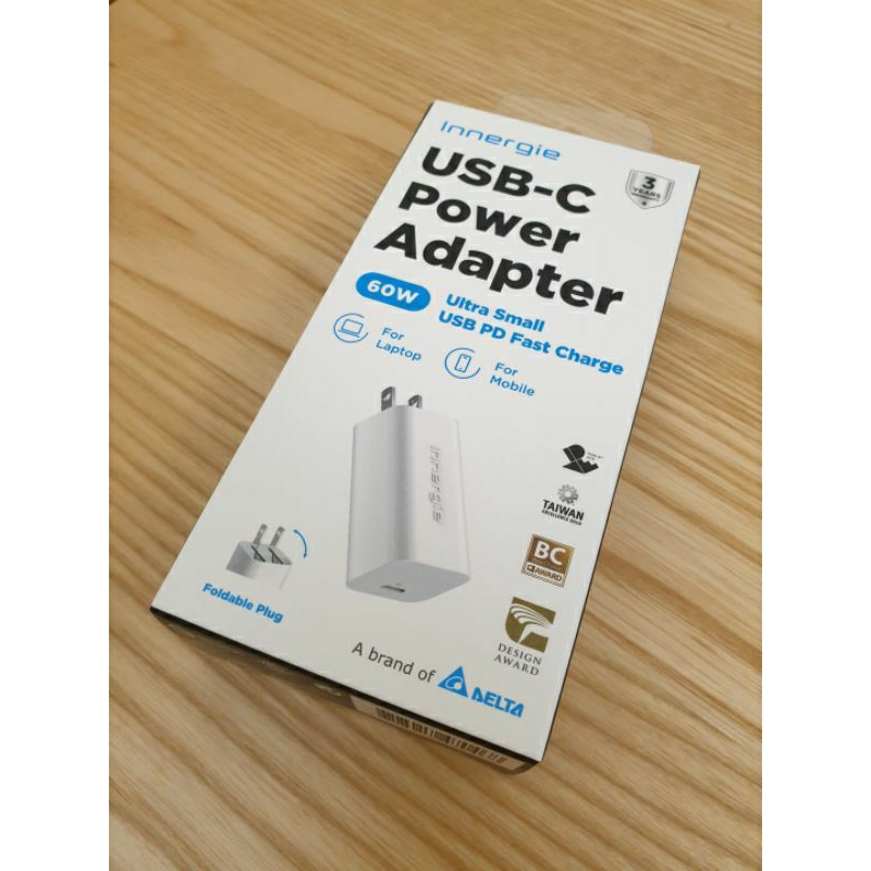 【全新】台達Innergie。 C6。GaN摺疊版 60W。USB-C 萬用充電器 | 蝦皮購物