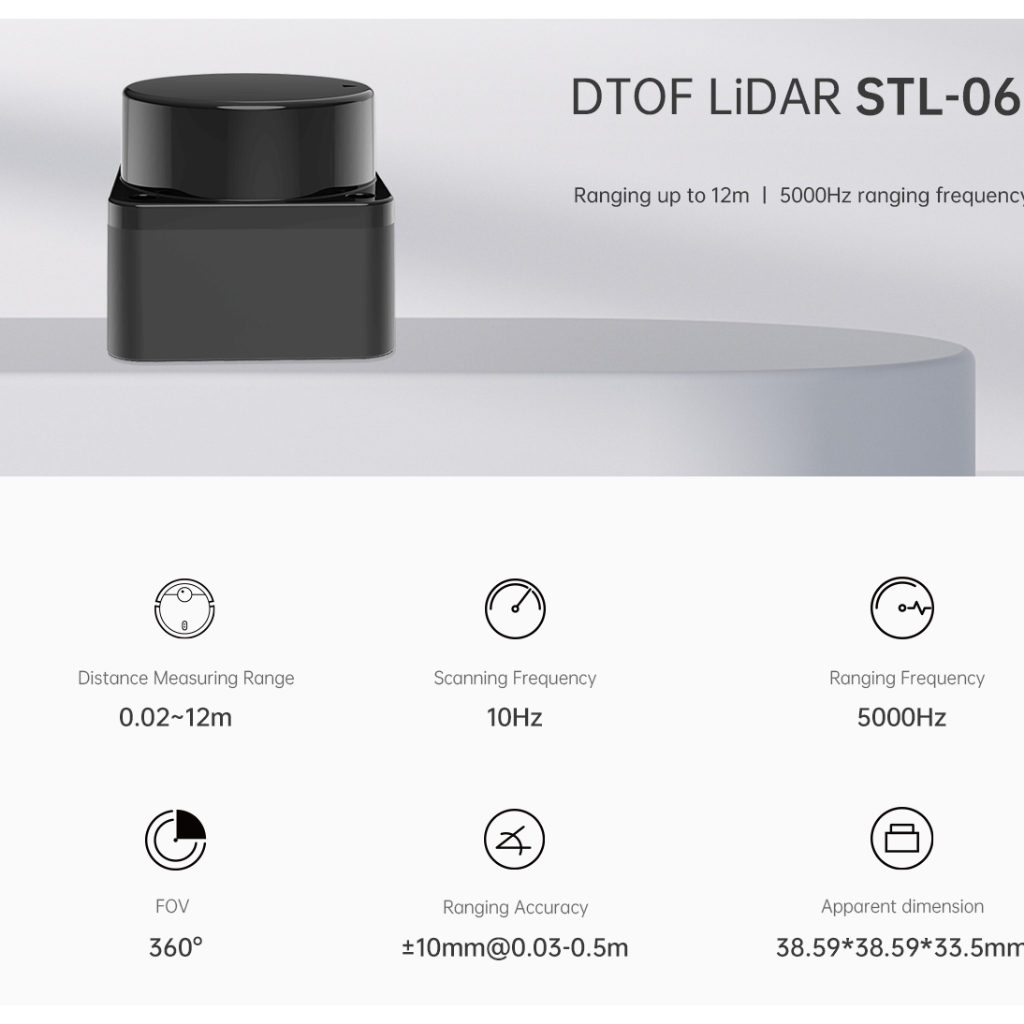 【LIDAR STL-06 LD06 LD Robot 樂動機器人光達測距避障(12m)迷你TOF光達感應器優於思嵐A1 | 蝦皮購物