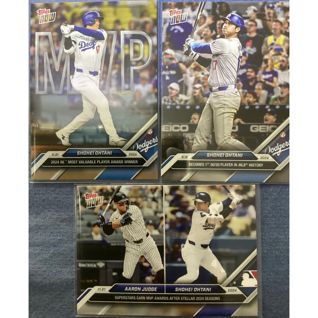 現貨TOPPS 球員卡 棒球卡 大谷翔平/賈吉 法官 2024雙MVP 美國職棒大聯盟 MLB 50/50 普卡三張一組 | 蝦皮購物