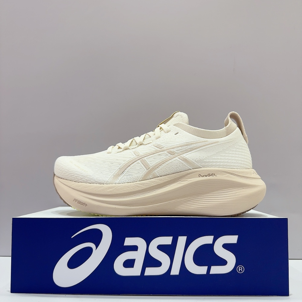 ASICS GEL-NIMBUS 27 女生 米色 奶茶色 透氣 緩震 運動 慢跑鞋 1012B753-102 | 蝦皮購物