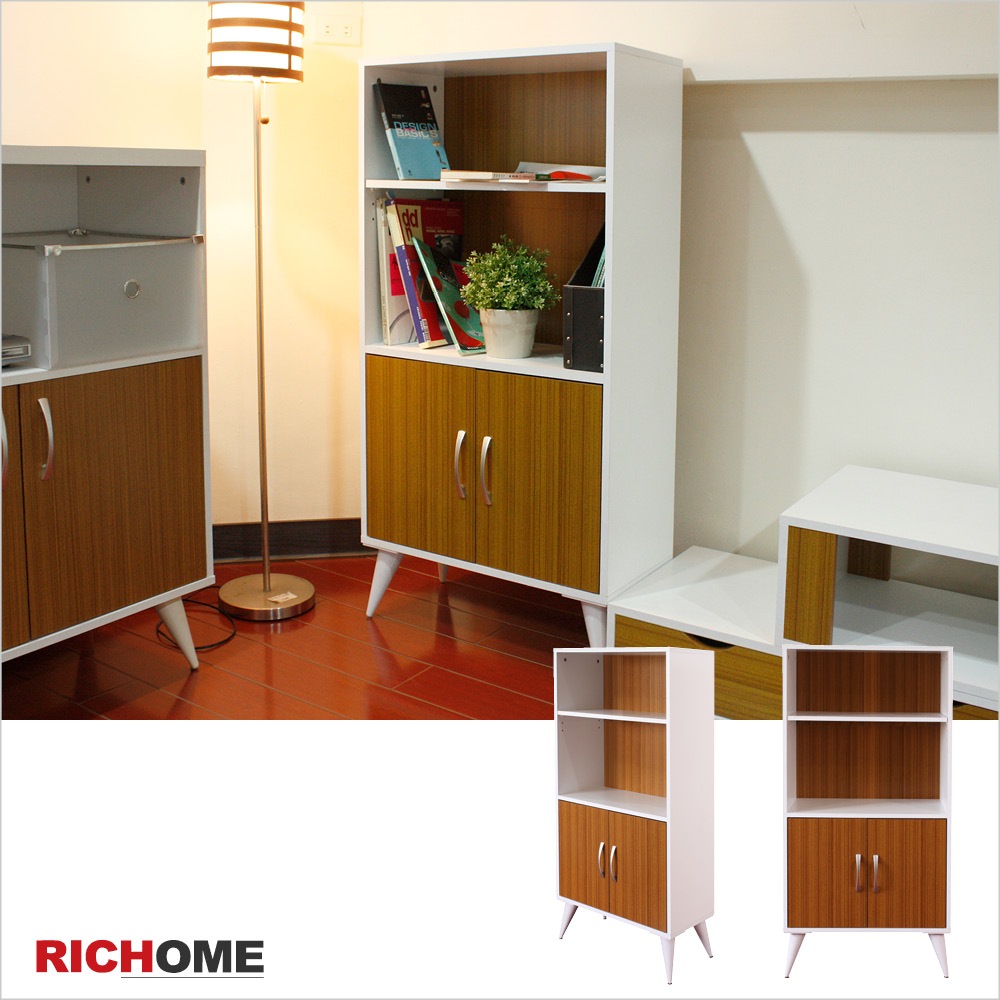 RICHOME 福利品 SH-450 凱絲雙門高腳置物櫃 收納櫃 書櫃 門櫃 展示櫃 置物 玄關櫃 空櫃 書架 | 蝦皮購物
