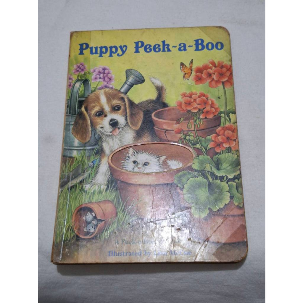 姜小舖超低價老書 1989 英文繪本Puppy Peek-a-Boo硬紙板材質 兒童繪本 正方形小開本 親子共讀 | 蝦皮購物