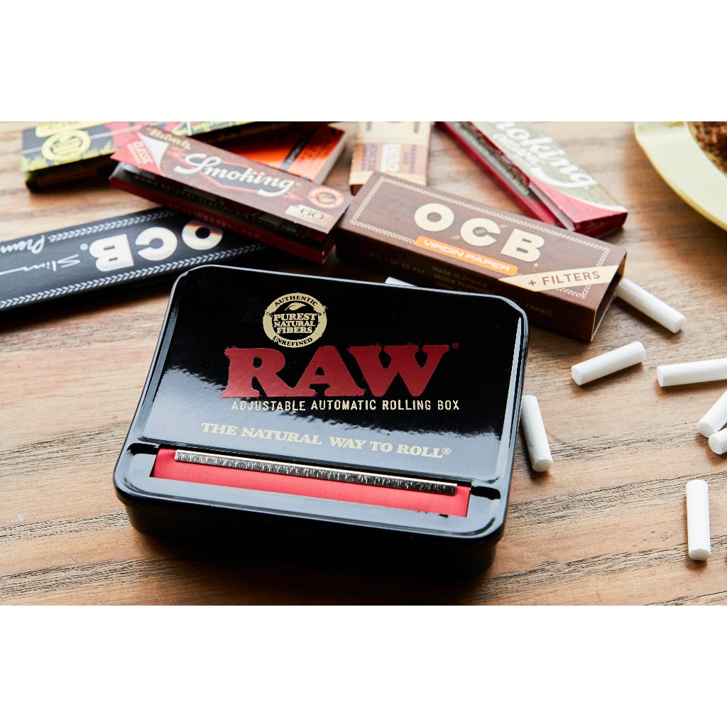 黑羊選物 台灣現貨 RAW Rolling Box 6/8mm可調式 金屬捲菸盒 半自動 捲菸器 輔助捲菸 手捲菸 捲菸 | 蝦皮購物