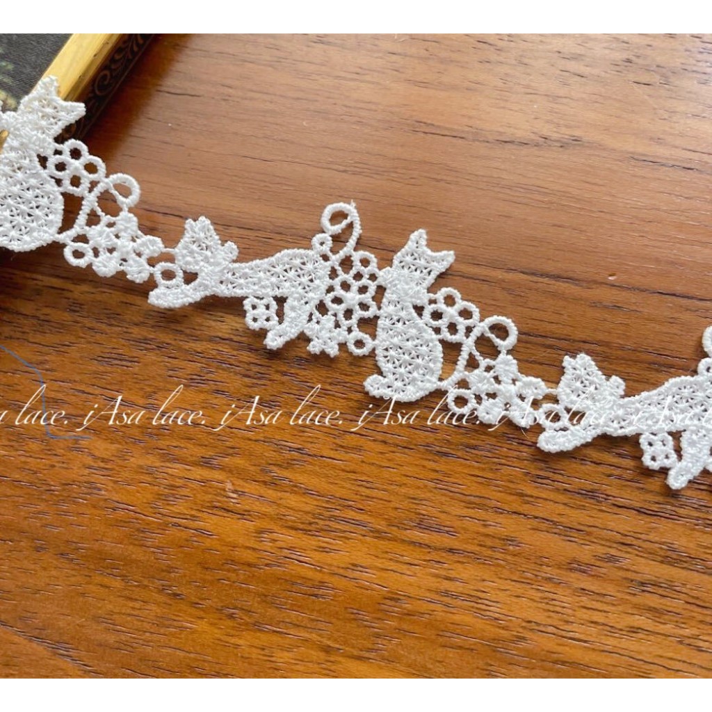 《iAsa愛莎の》手作材料 卡通黑白米幻彩繡貓咪精緻水溶刺繡花邊diy童裝服裝家居布包裝飾 | 蝦皮購物