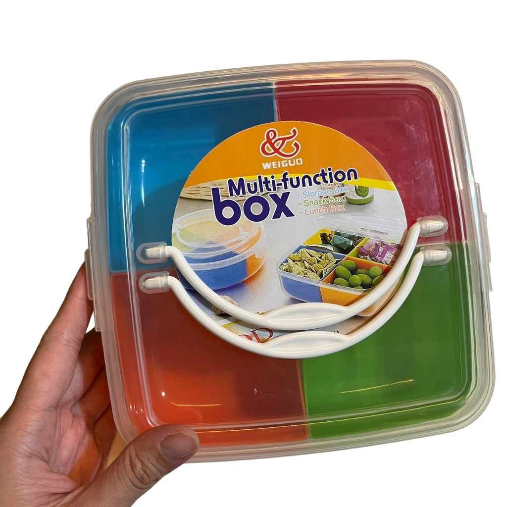 二手 WEIGUO 四色收納盒 Multi-function box 保鮮盒 零錢盒 四格四色 有提把 小菜 便當盒 | 蝦皮購物