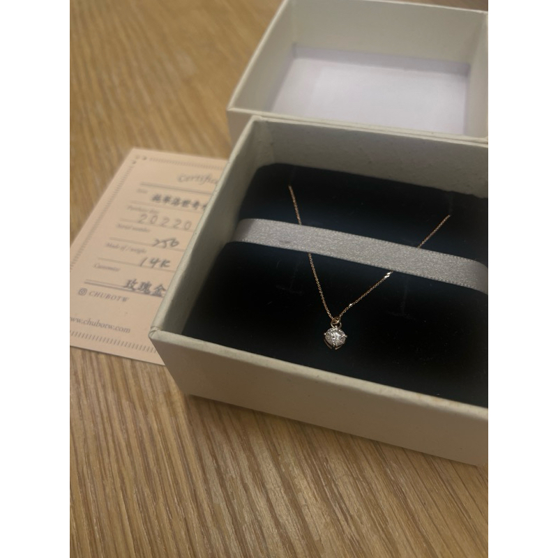 台灣品牌 CHUBO 純義大利14k玫瑰金細鏈+施華洛世奇美鑽項999成新(附保卡） | 蝦皮購物